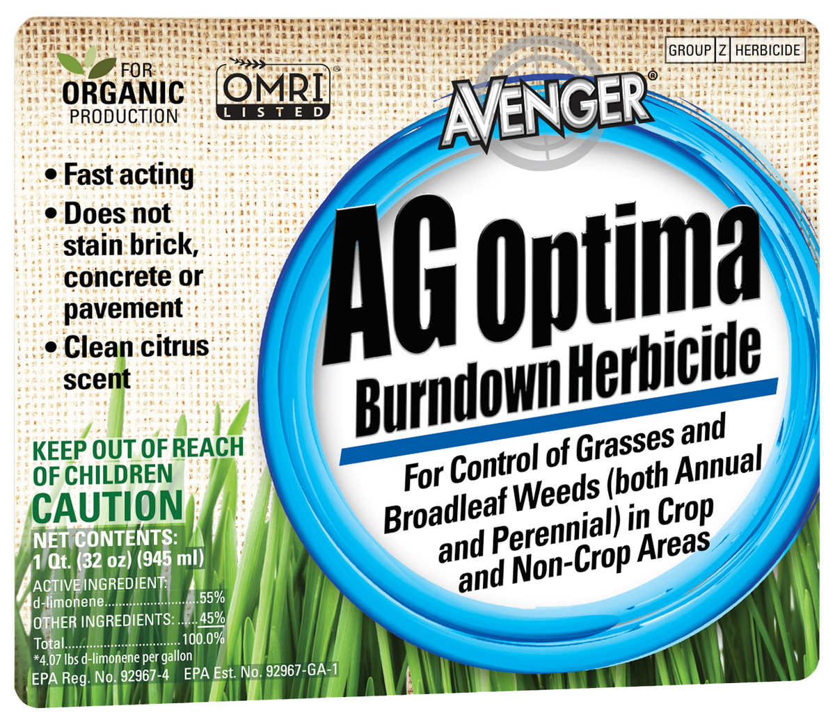 Avenger AG Optima Burndown Herbicide Concentrate 32 09 11 2022 Avenger AG Optima Burndown Herbicide Concentrate 32 09 11 2022